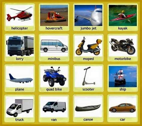 Transportation And Vehicles Vocabulary Words In English 7esl