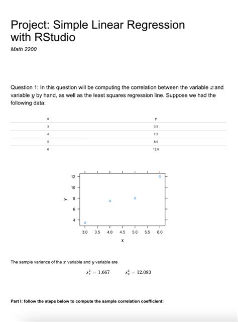 Solved Project Simple Linear Regression With Rstudio Math