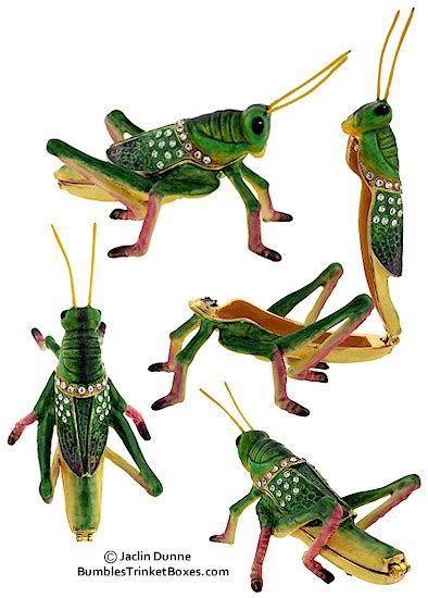 Trinket Box Green Grasshopper Boxtrinket Box