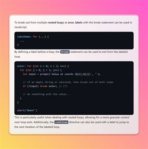 how to break out from nested loops in javascript abbas roholamin