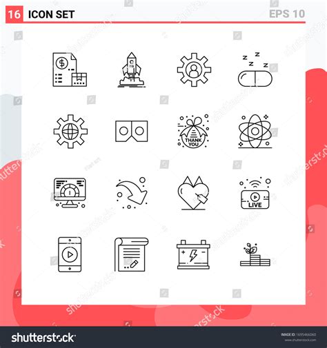 User Interface Pack 16 Basic Outlines Stock Vector Royalty Free 1695466060 Shutterstock