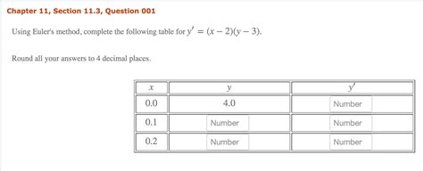 Solved Chapter 11 Section 11 3 Question 001 Using Euler S Chegg Com