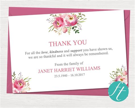 Funeral Thank You Card Template