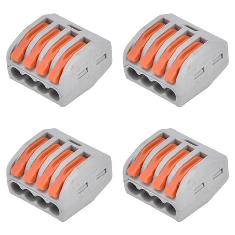 Conductive Terminal Block 4 Way Compact Wire Connector Insulation Pc For Electrical Equipment