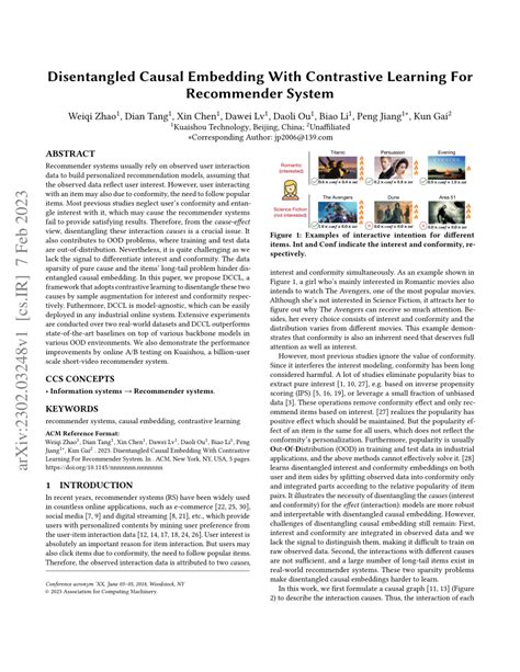 Pdf Disentangled Causal Embedding With Contrastive Learning For