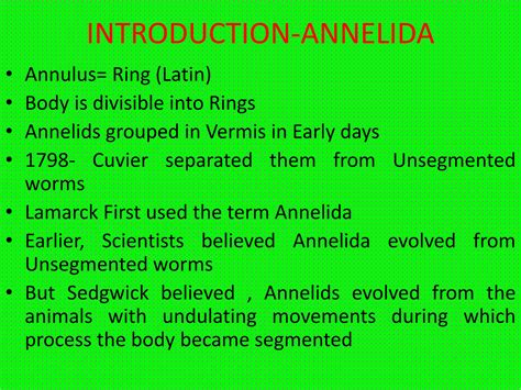 Annelida General Characters And Classification Pptx