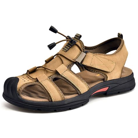 Hicooer Goohik Mens Closed Toe Sandals Sport Sandals Casual Leather