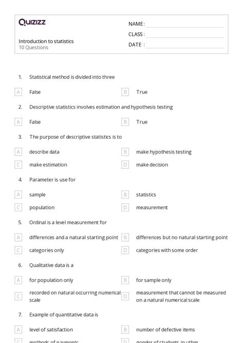 50 Statistics Worksheets On Quizizz Free And Printable