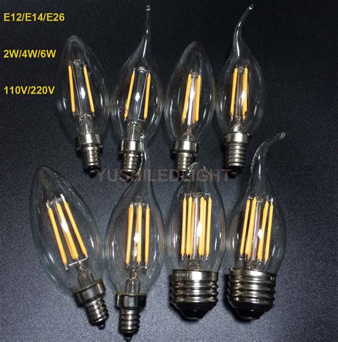 E26 LED Filament Candelabra Bulb 4 6W Dimmable Bullet Tip 110v 120v Home Garden Light Bulbs