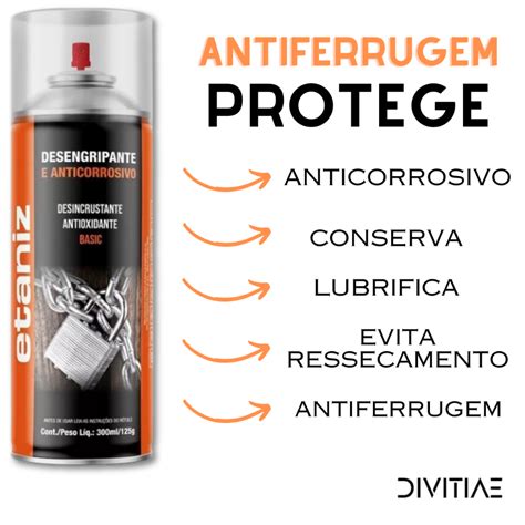 Desengripante Anti Ferrugem E Corrosão Spray Etaniz 300ml Shopee Brasil