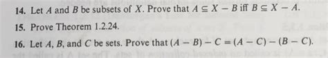 solved 14 let a and b be subsets of x prove that a x b iff