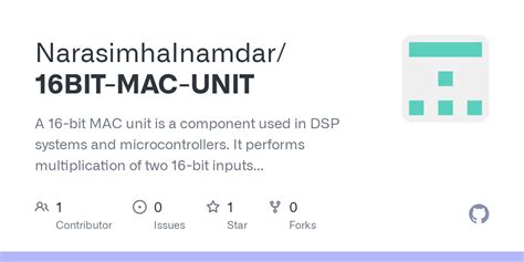Github Narasimhainamdar16bit Mac Unit A 16 Bit Mac Unit Is A