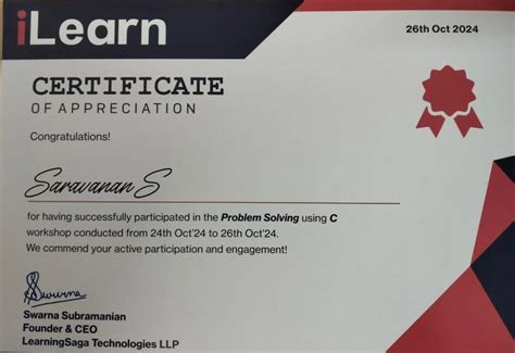 Saravanan S On Linkedin Cprogramming Continuouslearning Ilearnworkshop