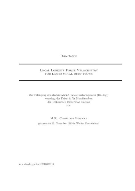Pdf Local Lorentz Force Velocimetry For Liquid Metal Duct Flows · A Rst Preliminary Setup Uses