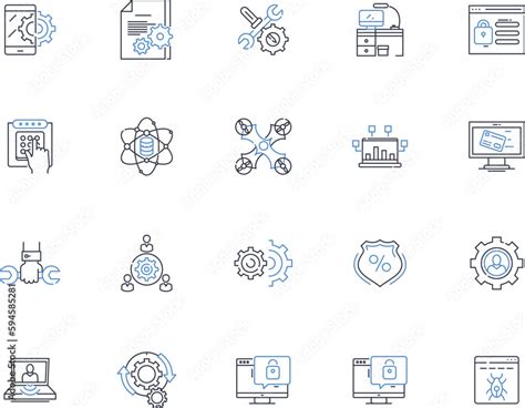 Router Line Icons Collection Nerk Modem Wifi Internet Ethernet