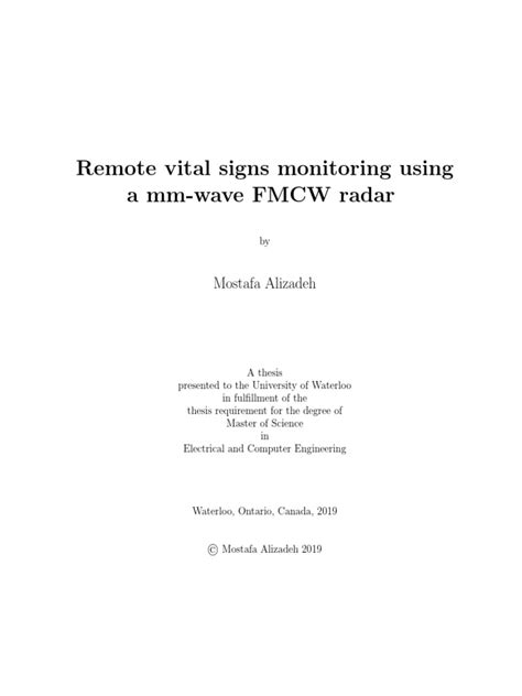 Remote Vital Signs Monitoring Using A Mm Wave Fmcw Radar Pdf Radar Phase Waves