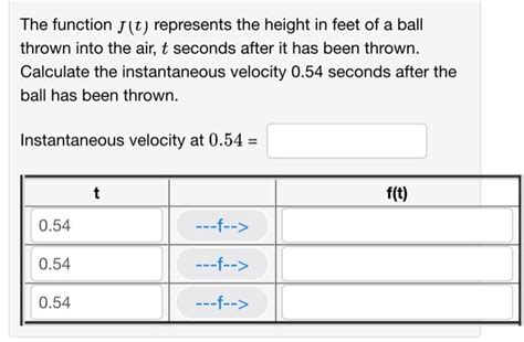 Solved The Function T Represents The Height In Feet Of A Chegg