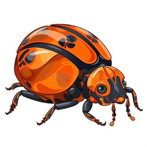 A Vibrant Orange Cartoon Ladybug Exploring A Garden During A Sunny Afternoon Stock Illustration