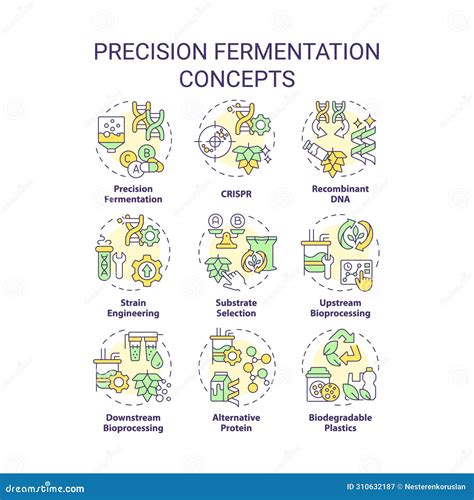 Precision Fermentation Multi Color Concept Icons Stock Vector
