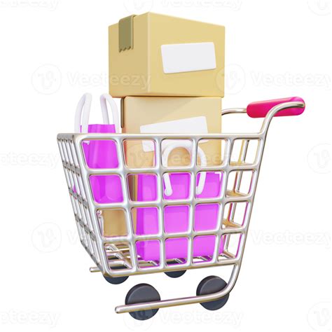 3d Shopping Cart Illustration 12667174 Png