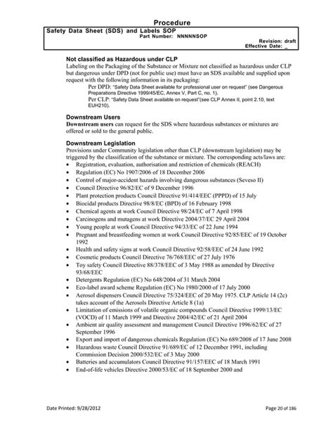 Msds Sds Labelling Sop Ghs Of Classification Labelling Of Chem Doc