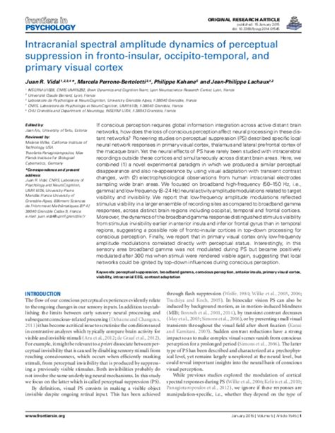 Pdf Intracranial Spectral Amplitude Dynamics Of Perceptual Suppression In Fronto Insular