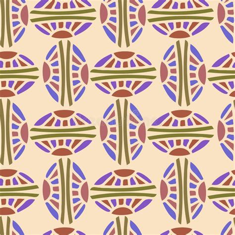 Vector Seamless Colorful Pattern Of Ornamental Abstract Oval Shapes In Lines Stock Vector