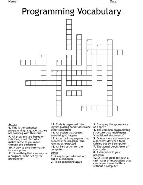 Computer Programming Crossword Wordmint