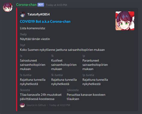 GitHub Tatatofly COVID19 Bot COVID19 Bot A K A Corona Chan Discord Bot