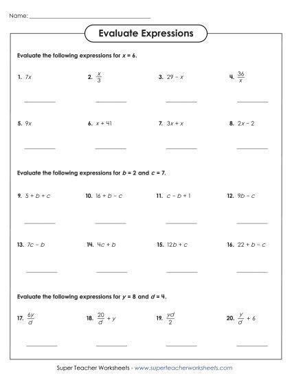 6th Grade Algebraic Expressions Worksheet 30 Equivalent Expressions