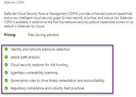 Defender Cloud Security Posture Management Cspm Preview
