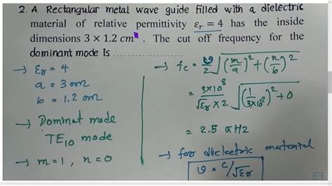Waveguides Problems And Sketches Of Te And Tm Modes Youtube