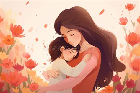 Mom Hugging Her Daughter With A Lot Of Love And Tenderness Stock Photo Image Of Newborn Girl