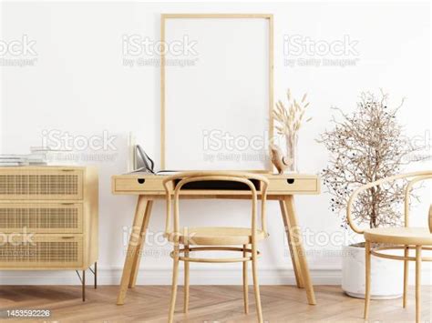 Boho 스타일의 인테리어로 된 프레임과 포스터 모형 3d 렌더링 3d 일러스트레이션 0명에 대한 스톡 사진 및 기타 이미지 0명 3차원 형태 가구 Istock
