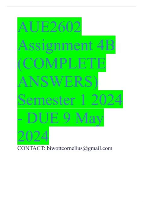 Aue2602 Assignment 4b Complete Answers Semester 1 2024 Due 9 May