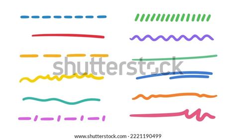 hand drawn colored underlines on white stock vector royalty free