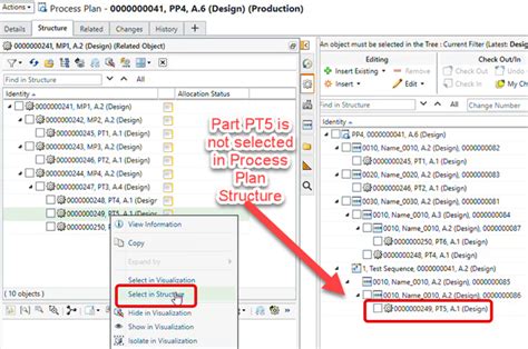 Cs438756 Select In Structure Feature In Process Plan Browser Is Not Working If The Part Is