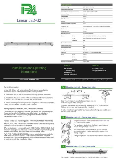 P4 Linear LED G2 Fitting Instructions P4