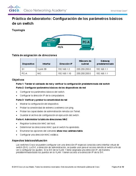 5 1 1 6 lab configuring basic switch settings práctica de