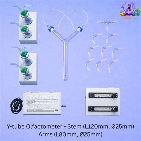 Y Tube Olfactometer Stem L120 Ø25 Arm L80 Ø25mm Olfactometer