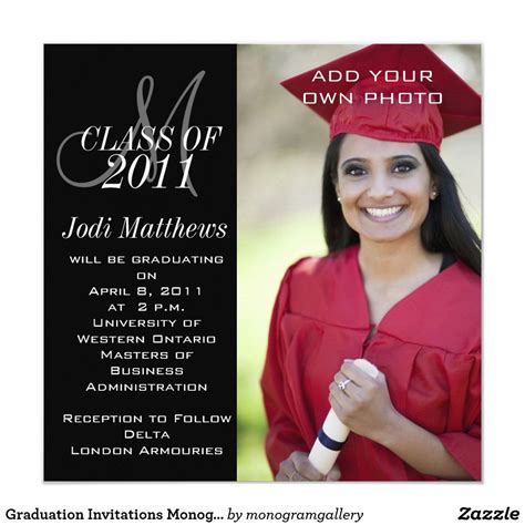 Graduation Invitations Monogram Photo Photo Graduation Invitations