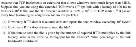 Solved Assume That TCP Implements An Extension That Allows Chegg