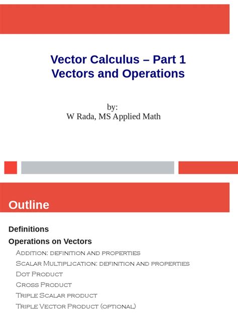 02a Vector Calculus Part1 Pdf Euclidean Vector Cartesian Coordinate System