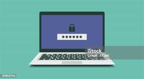 잠금 및 암호 보안 액세스 또는 확인 코드 알림이 있는 랩톱 컴퓨터 비밀번호에 대한 스톡 벡터 아트 및 기타 이미지 비밀번호