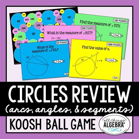 Circles Arcs Angles Chords Tangents Secants Koosh Ball Game All Things Algebra®