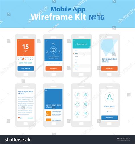 Mobile App Wireframe Ui Kit Stock Vector Shutterstock