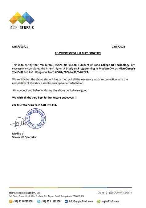 Kiran P On Linkedin Internship Cplusplus Moderncpp