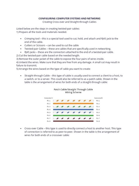 creating cross over and straight through cables download free pdf