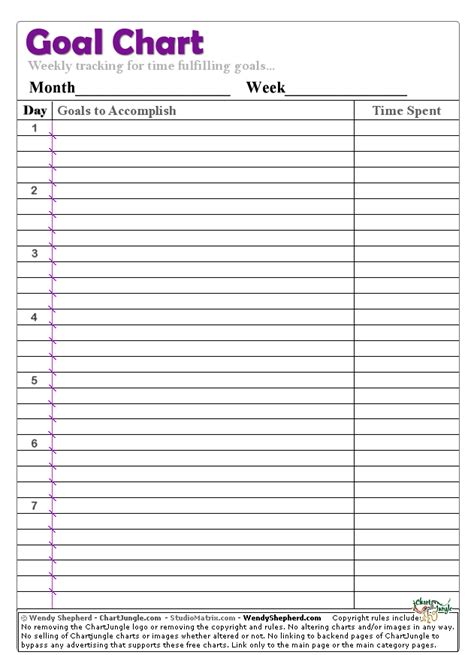 Weekly Goals Template Prntbl Concejomunicipaldechinu Gov Co