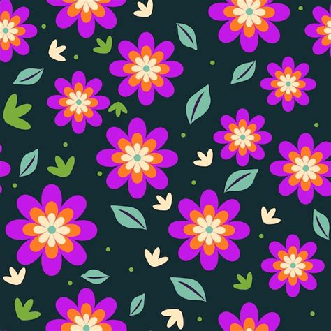 Free Vector Groovy Flower Pattern Design